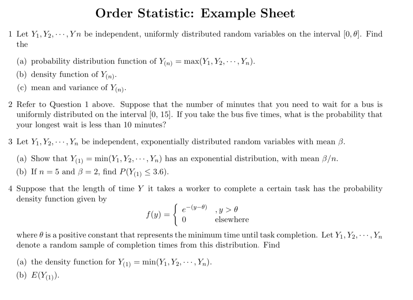 Solved Order Statistic Example Sheet1 ﻿let