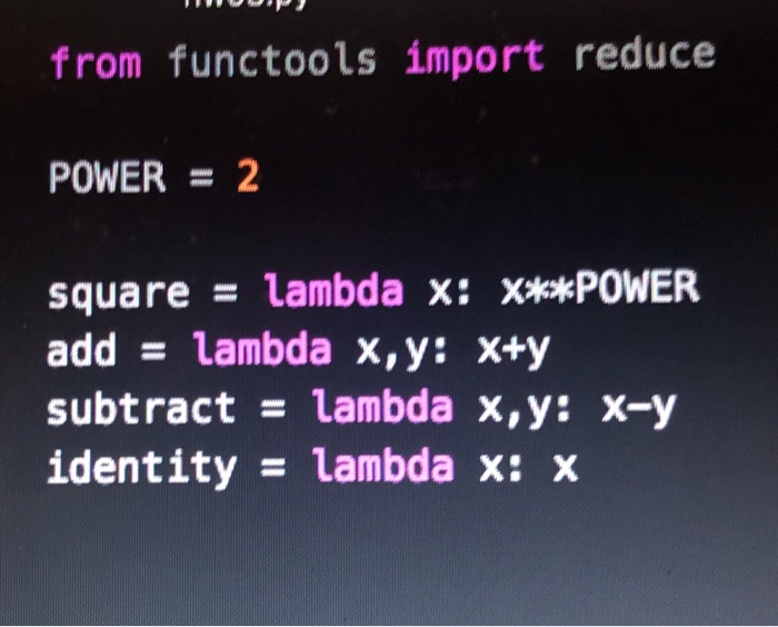 Solved Q4: Lambdas Lambdas Everywhere. Write a function that | Chegg.com Solved Q4: Lambdas Lambdas Everywhere. Write a function that | Chegg.com