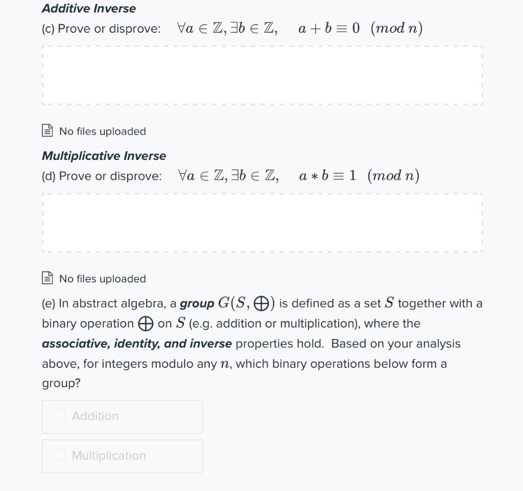 Solved Prove or disprove the following properties of modular | Chegg.com