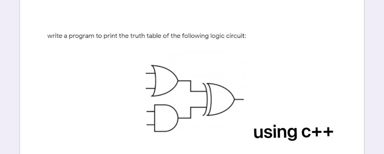 Solved write a program to print the truth table of the | Chegg.com