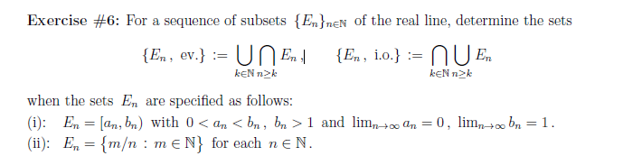 Solved Exercise \#6: For a sequence of subsets {En}n∈N of | Chegg.com