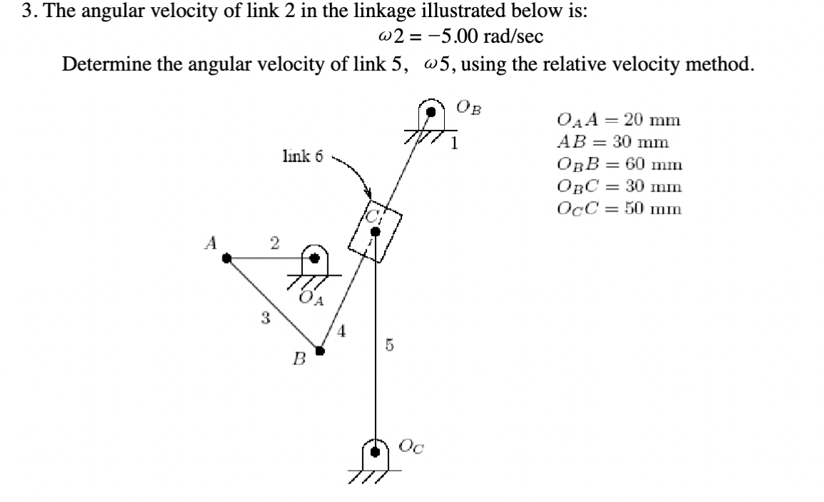 Solved 3. The angular velocity of link 2 in the linkage | Chegg.com