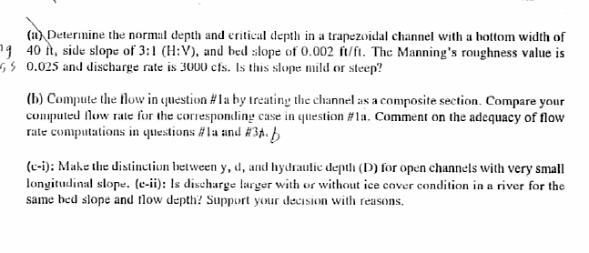 Solved (ii) Determine the normal depth and critical depth in | Chegg.com