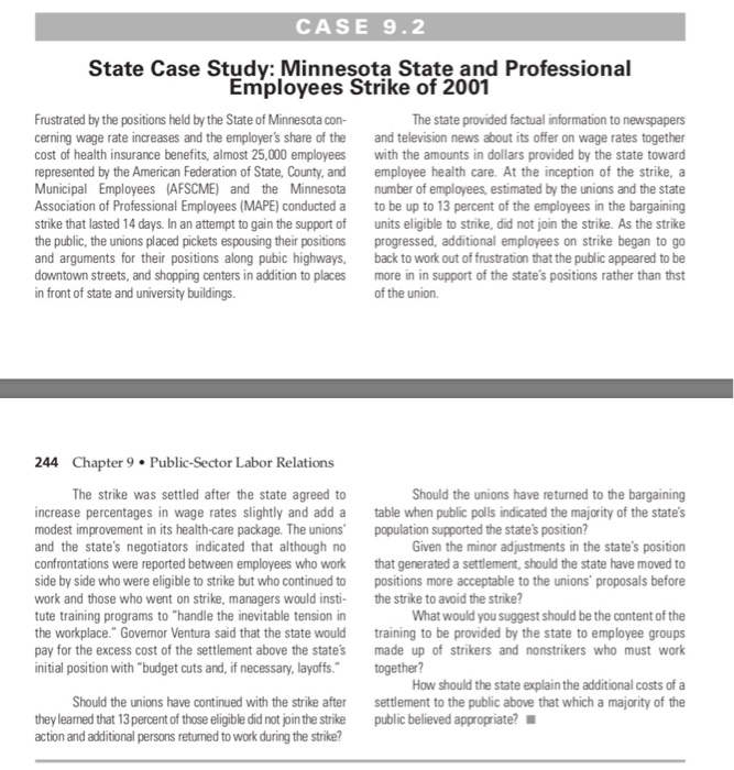 Solved CASE 9.2 State Case Study: Minnesota State and | Chegg.com