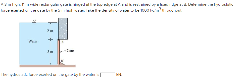 Solved A 3-m-high, 11-m-wide rectangular gate is hinged at | Chegg.com