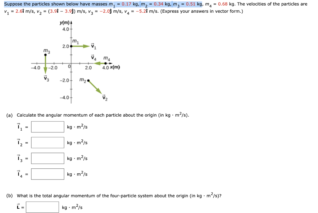 Solved Suppose the particles shown below have masses m = | Chegg.com