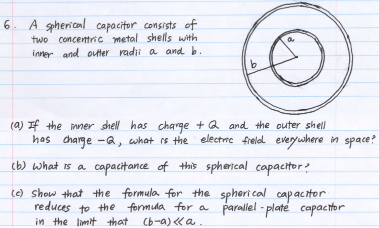 Solved 6. A spherical capacitor consists of two concentric | Chegg.com