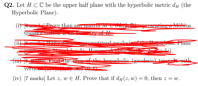 Solved Q2. Let HCC be the upper half plane with the | Chegg.com
