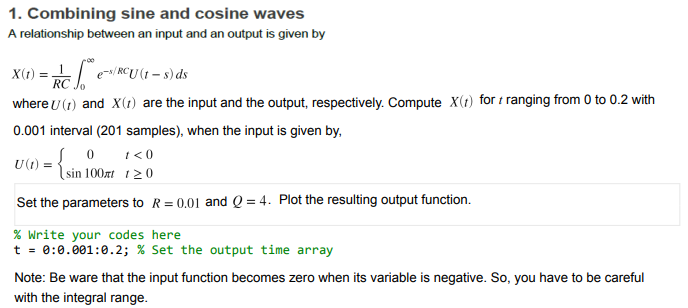 Solved 1. Combining sine and cosine waves A relationship | Chegg.com