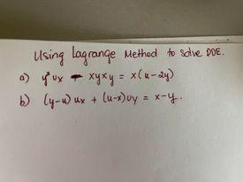 Solved Using Lagrange a) yux = xyxy = x(x-2y) b) ly- Duxt | Chegg.com