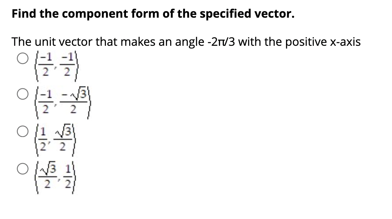 Solved Find the component form of the specified vector. The | Chegg.com