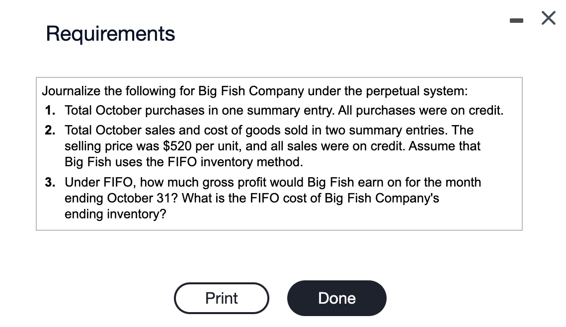 Solved Big Fish Company's inventory records for its retail | Chegg.com