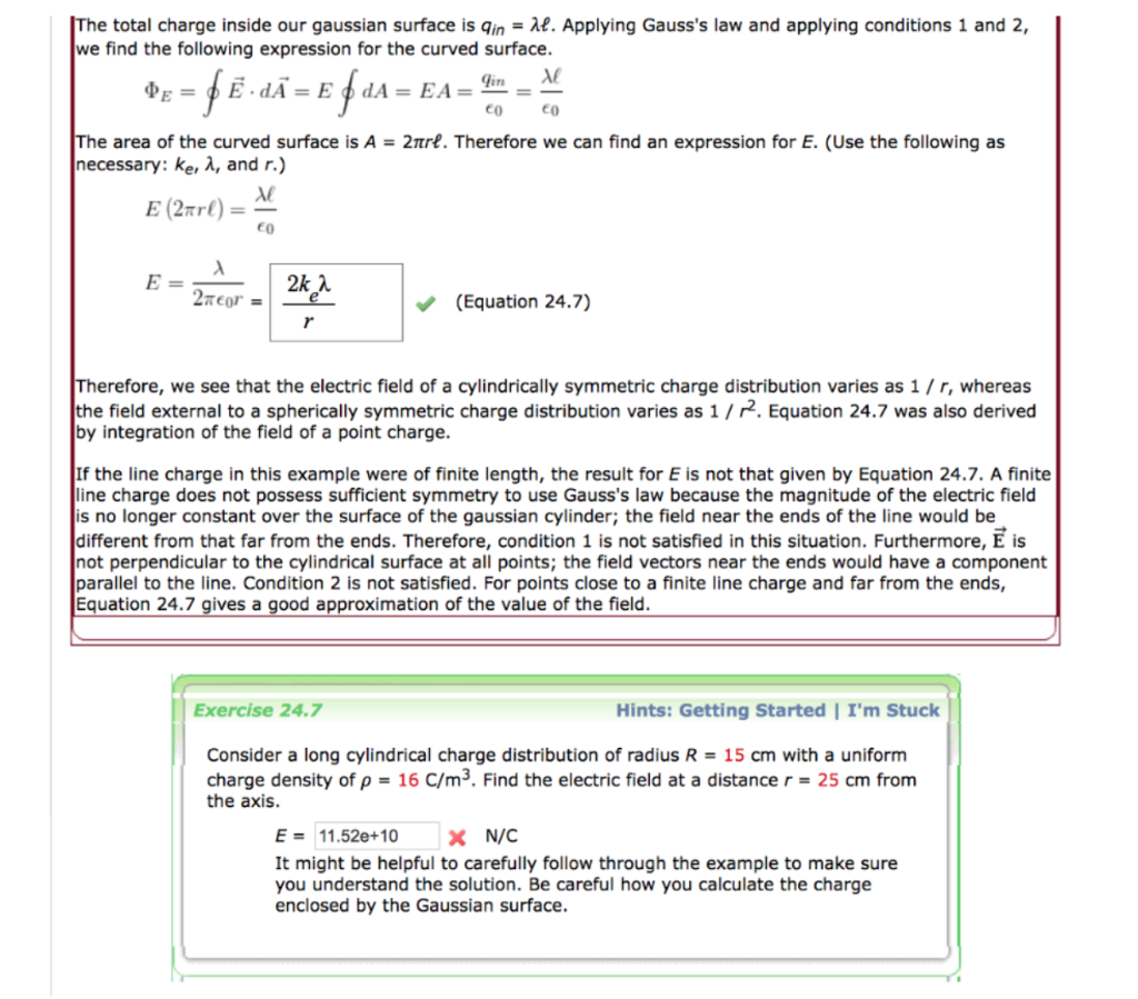 Solved The total charge inside our gaussian surface is | Chegg.com