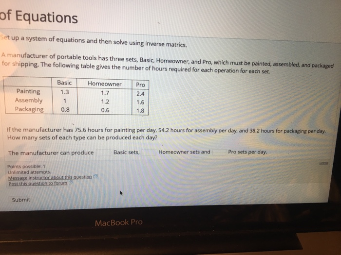 Solved of Equations et up a system of equations and then | Chegg.com