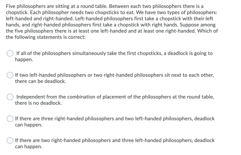 Solved Five philosophers are sitting at a round table. | Chegg.com