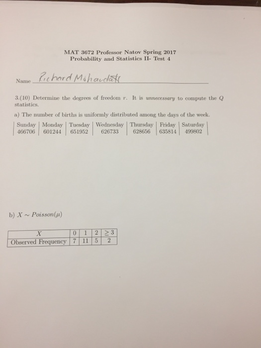 Solved Determine the degrees of freedom r. It is unnecessary | Chegg.com