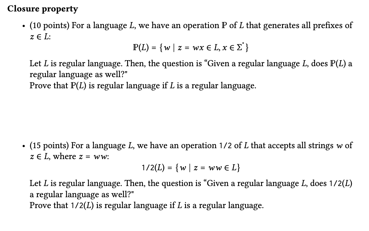 Solved Please solve the following problems using the Closure | Chegg.com