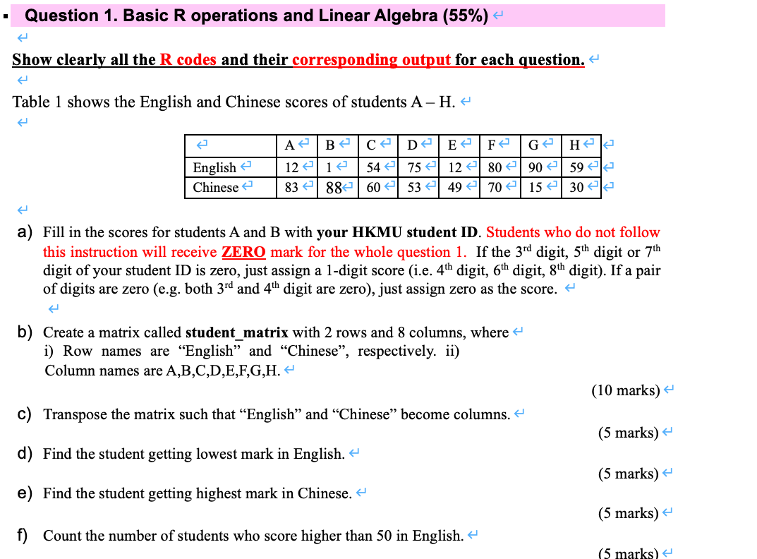 Solved Question 1. Basic R operations and Linear Algebra | Chegg.com