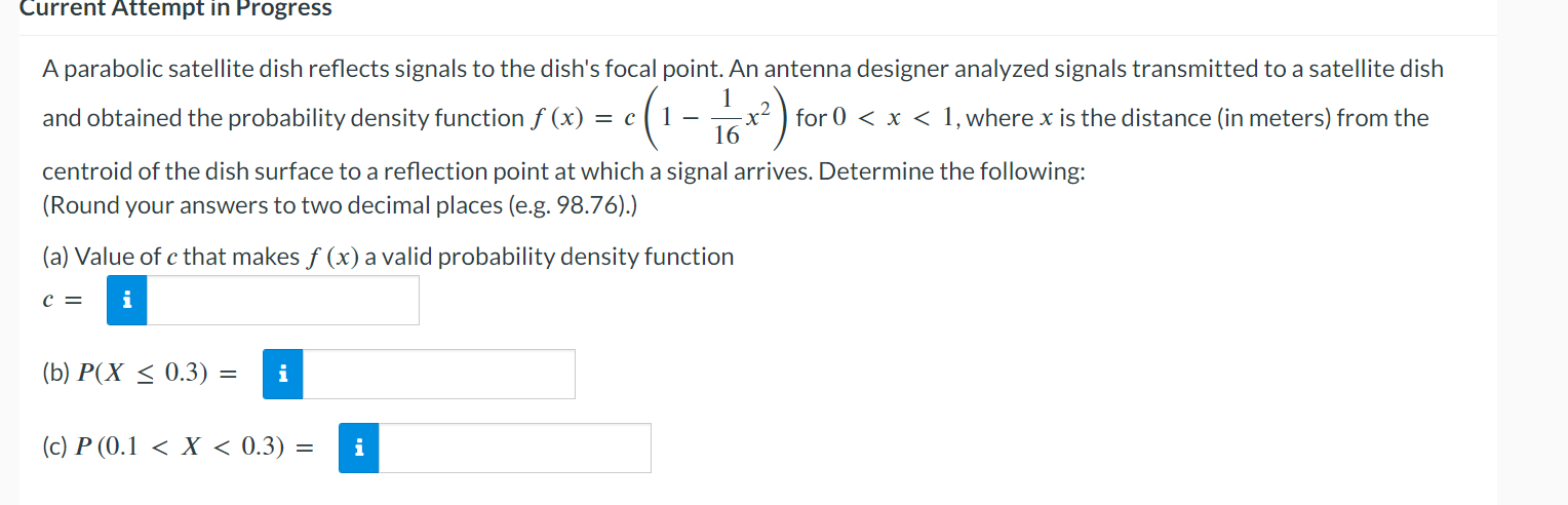 Solved A parabolic satellite dish reflects signals to the | Chegg.com