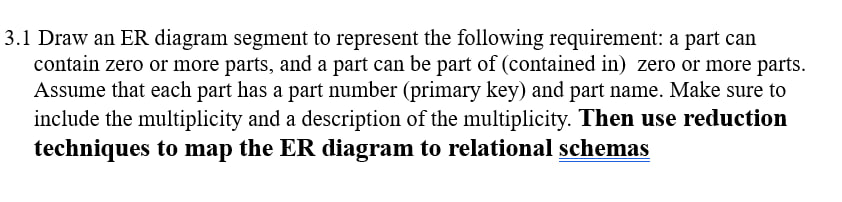 Solved 3.1 ﻿Draw an ER diagram segment to represent the | Chegg.com