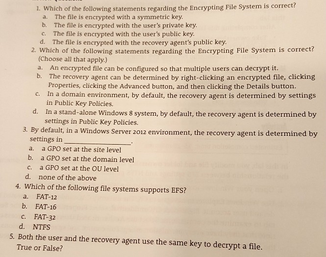 Solved 1. Which of the following statements regarding the | Chegg.com