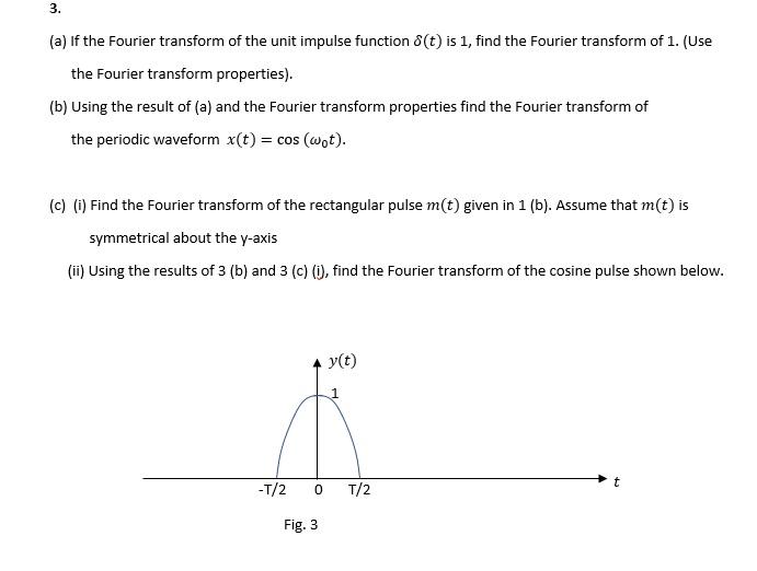 Solved 3. (a) If the Fourier transform of the unit impulse | Chegg.com