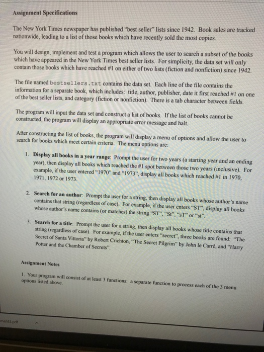 Solved Assignment Specifications The New York Times | Chegg.com