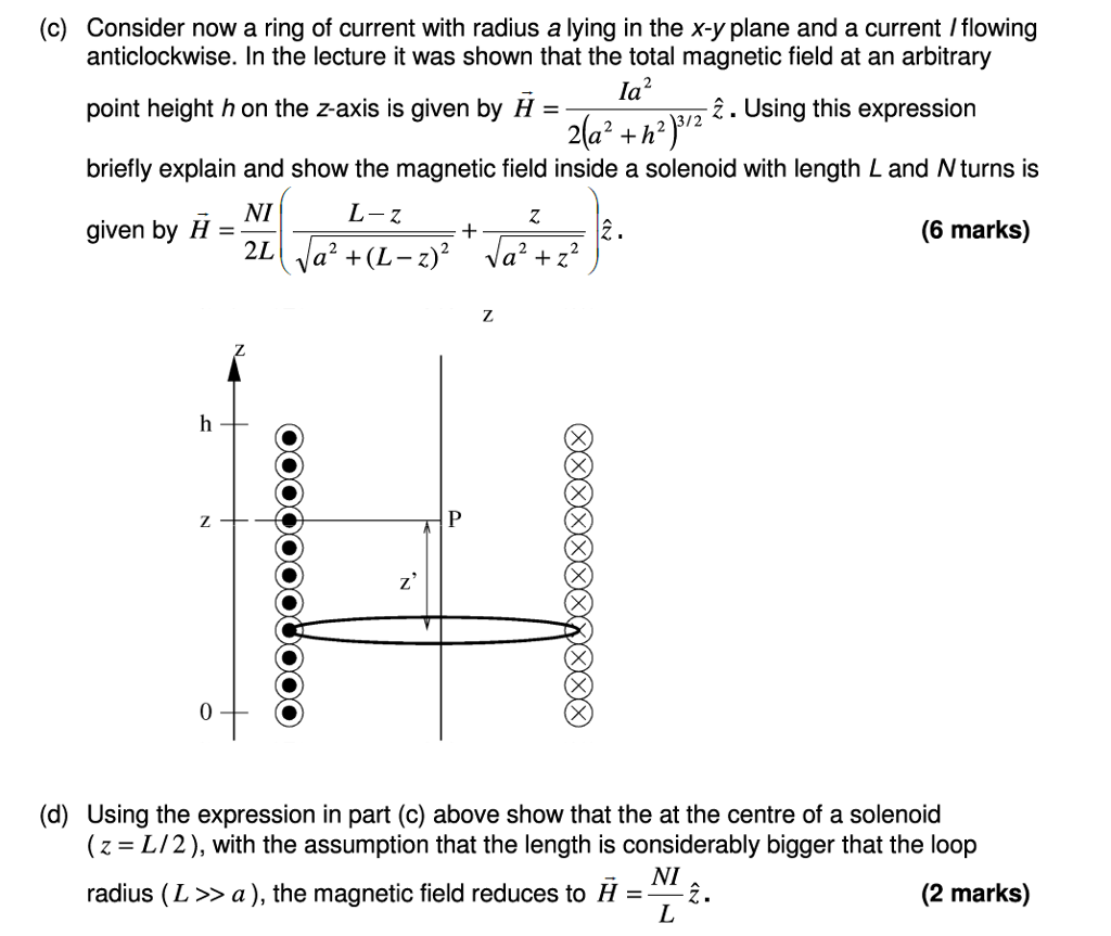 Solved (C) Consider now a ring of current with radius a | Chegg.com