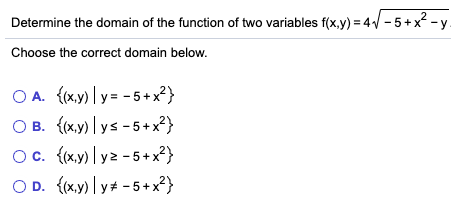 Solved Determine the domain of the function of two variables | Chegg.com