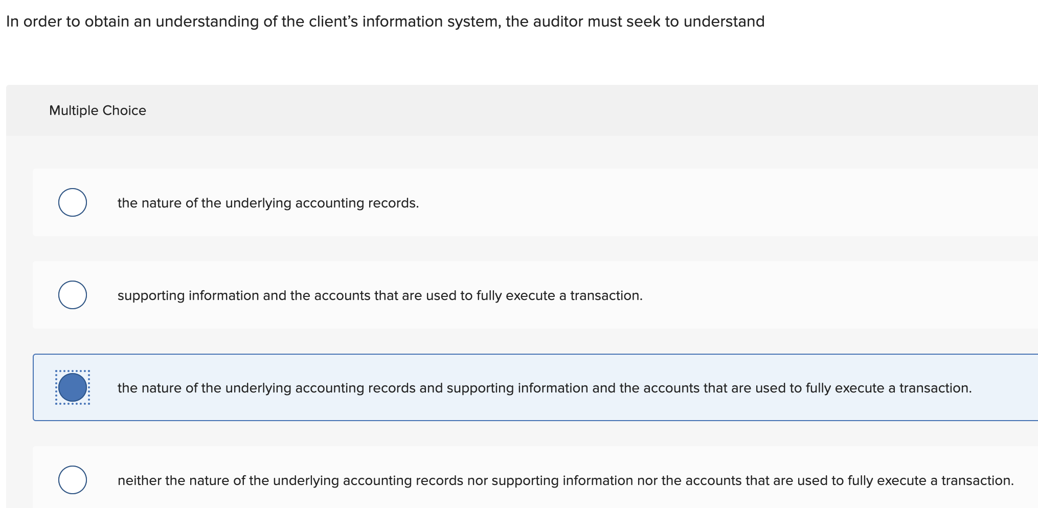 Solved In order to obtain an understanding of the client's | Chegg.com