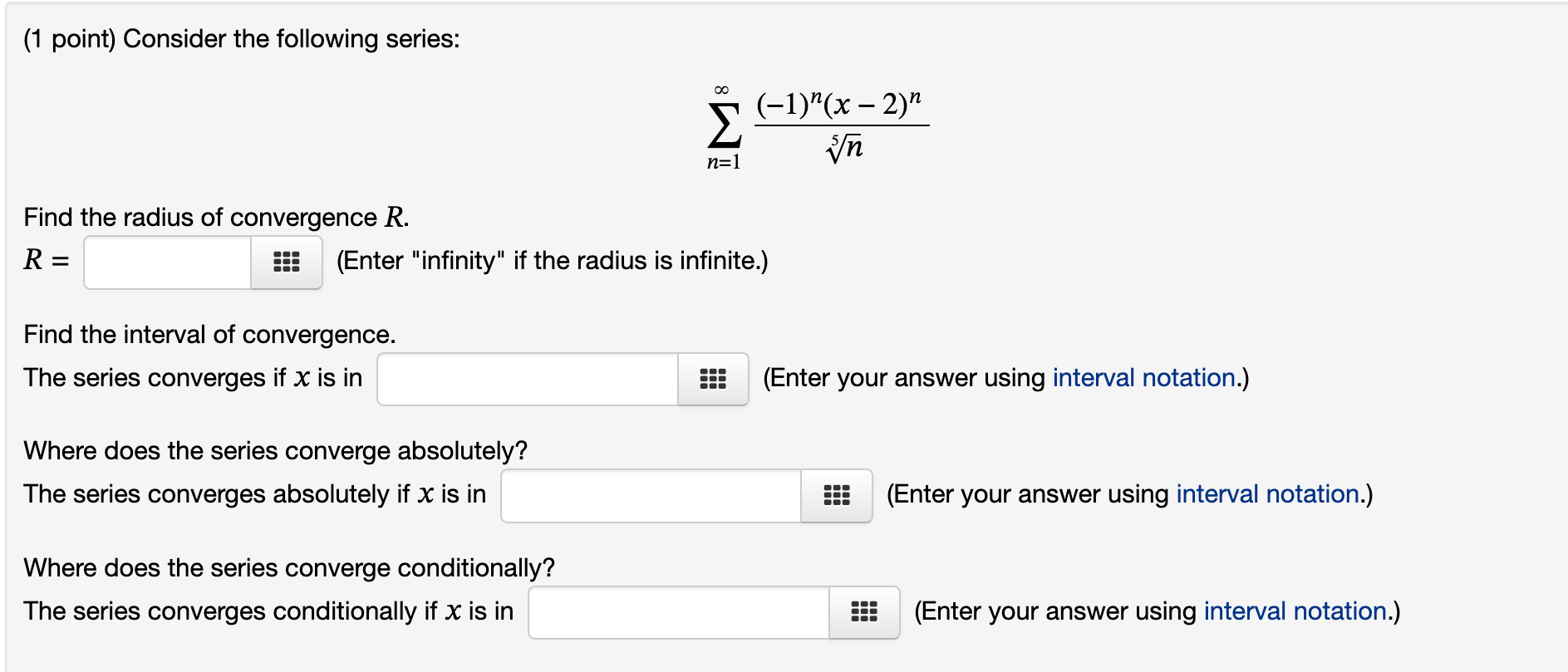 Solved (1 point) Consider the following series: | Chegg.com