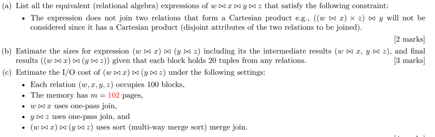 (a) List all the equivalent (relational algebra) | Chegg.com