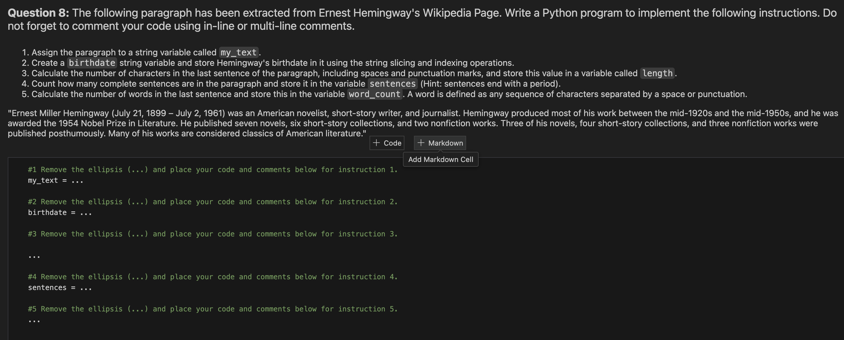 Solved #### **Question 8:** ﻿The following paragraph has | Chegg.com