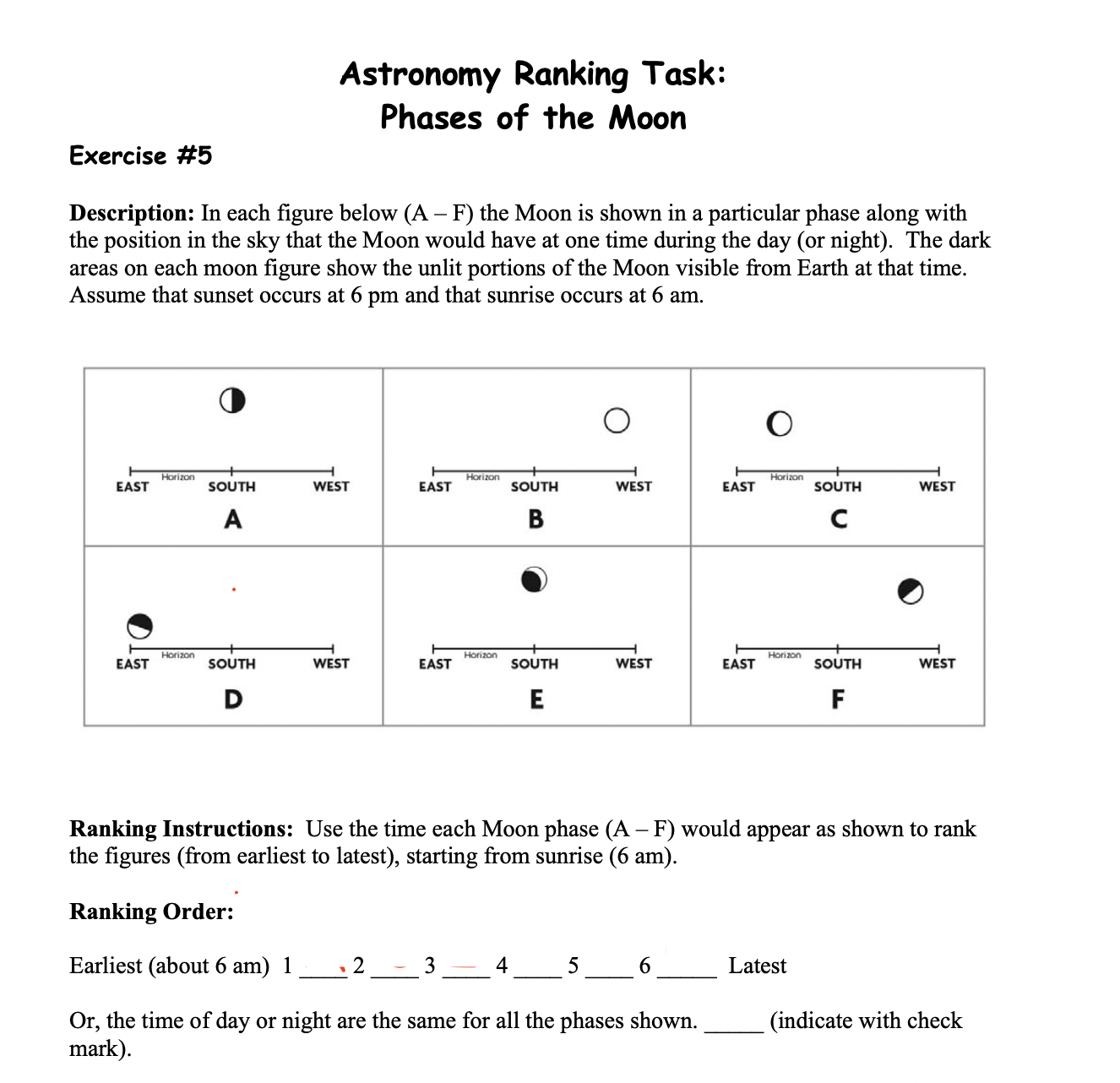 Solved Astronomy Ranking Task:Phases of the MoonExercise | Chegg.com