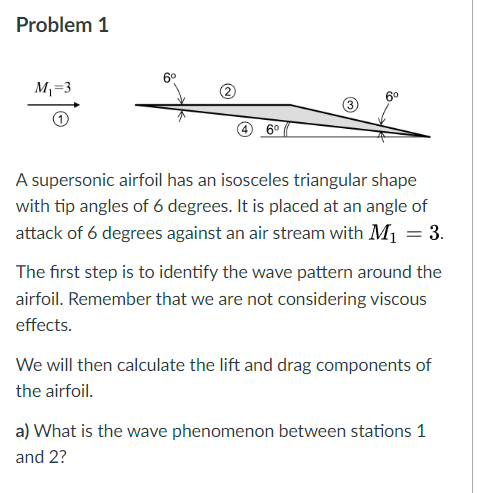 Problem 1 A supersonic airfoil has an isosceles | Chegg.com