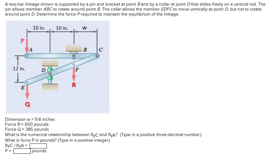 Solved A two-bar linkage shown is supported by a pin and | Chegg.com