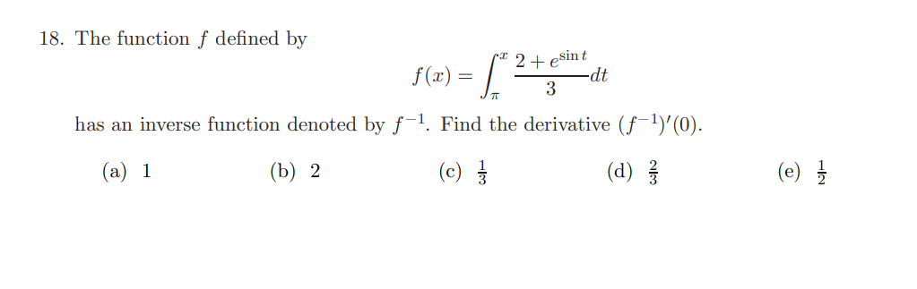 Solved 18. The function f defined by No calc, answer | Chegg.com