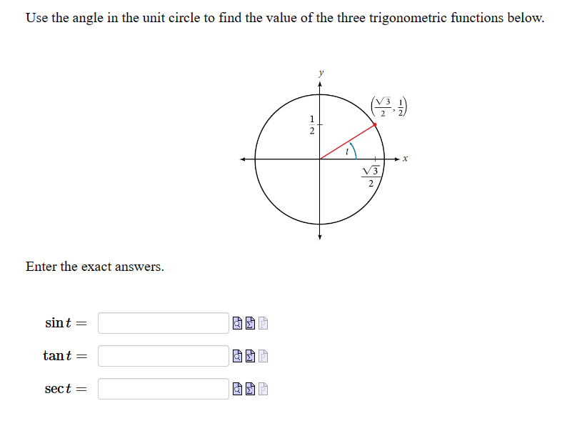 Solved Use the angle in the unit circle to find the value of | Chegg.com