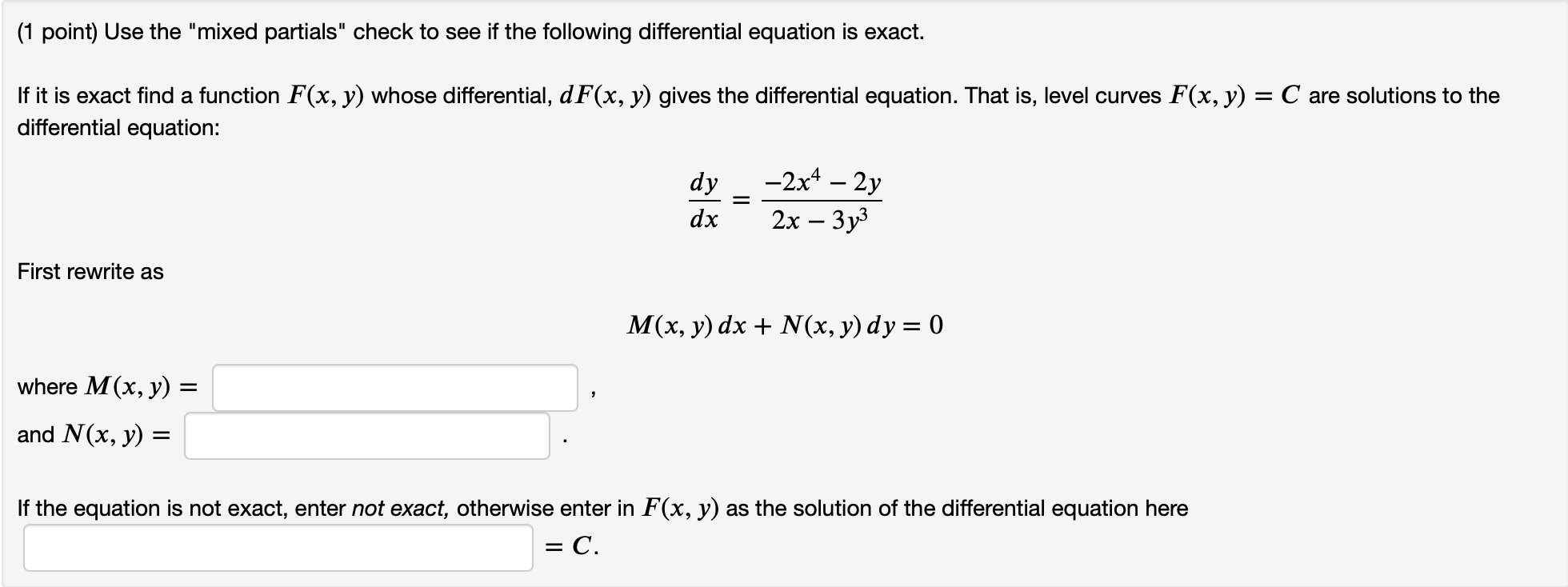 Solved (1 point) Use the Solved (1 point) Use the