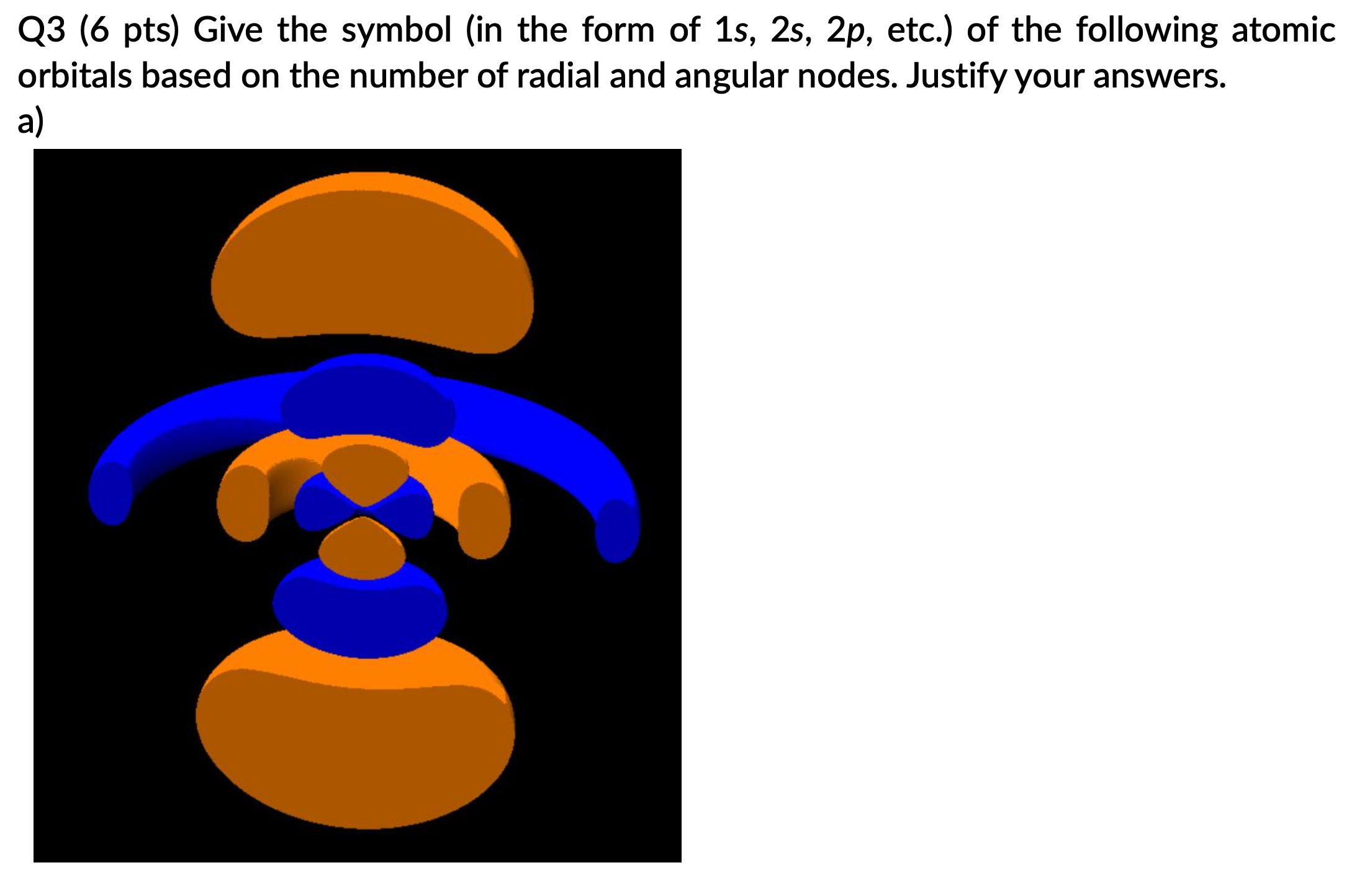 Solved Q3 (6 pts) Give the symbol (in the form of 1s,2s,2p, | Chegg.com