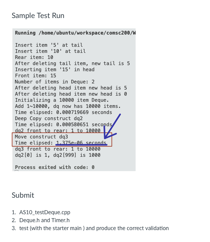 Template Dequeue Class (C++ ) In this assignment, we | Chegg.com