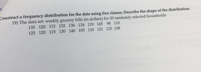 Solved Construct a frequency distribution for the data using | Chegg.com