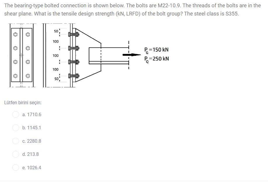 Solved The bearing-type bolted connection is shown below. | Chegg.com