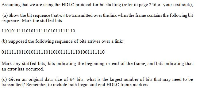 Solved Assuming that we are using the HDLC protocol for bit | Chegg.com