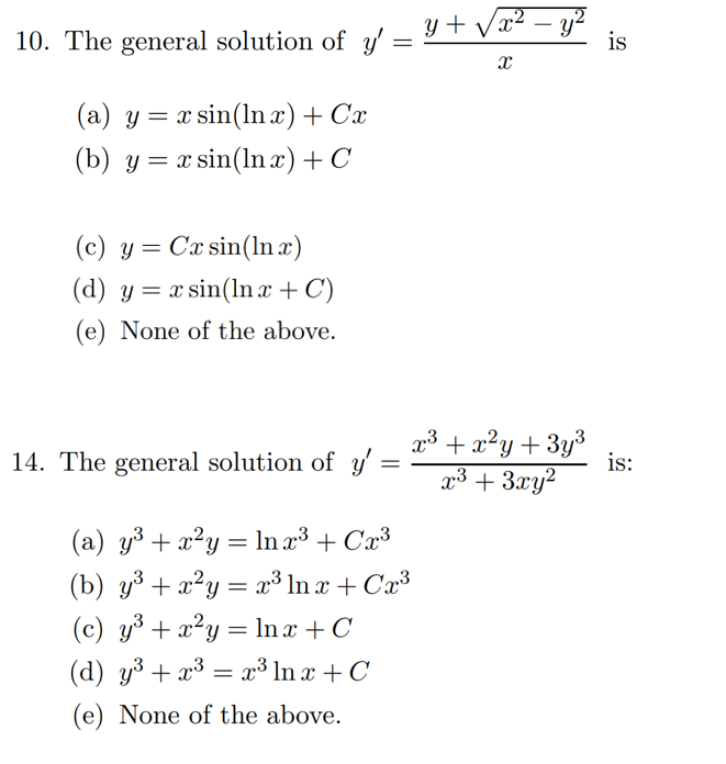 Solved -The general solution of , SOLVE 10 AND 14 AND 15 | Chegg.com