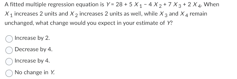 Solved A fitted multiple regression equation is | Chegg.com