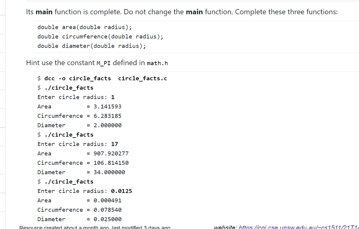Solved Your task is to add code to these functions in circle | Chegg.com