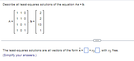 Solved Describe all least-squares solutions of the equation | Chegg.com