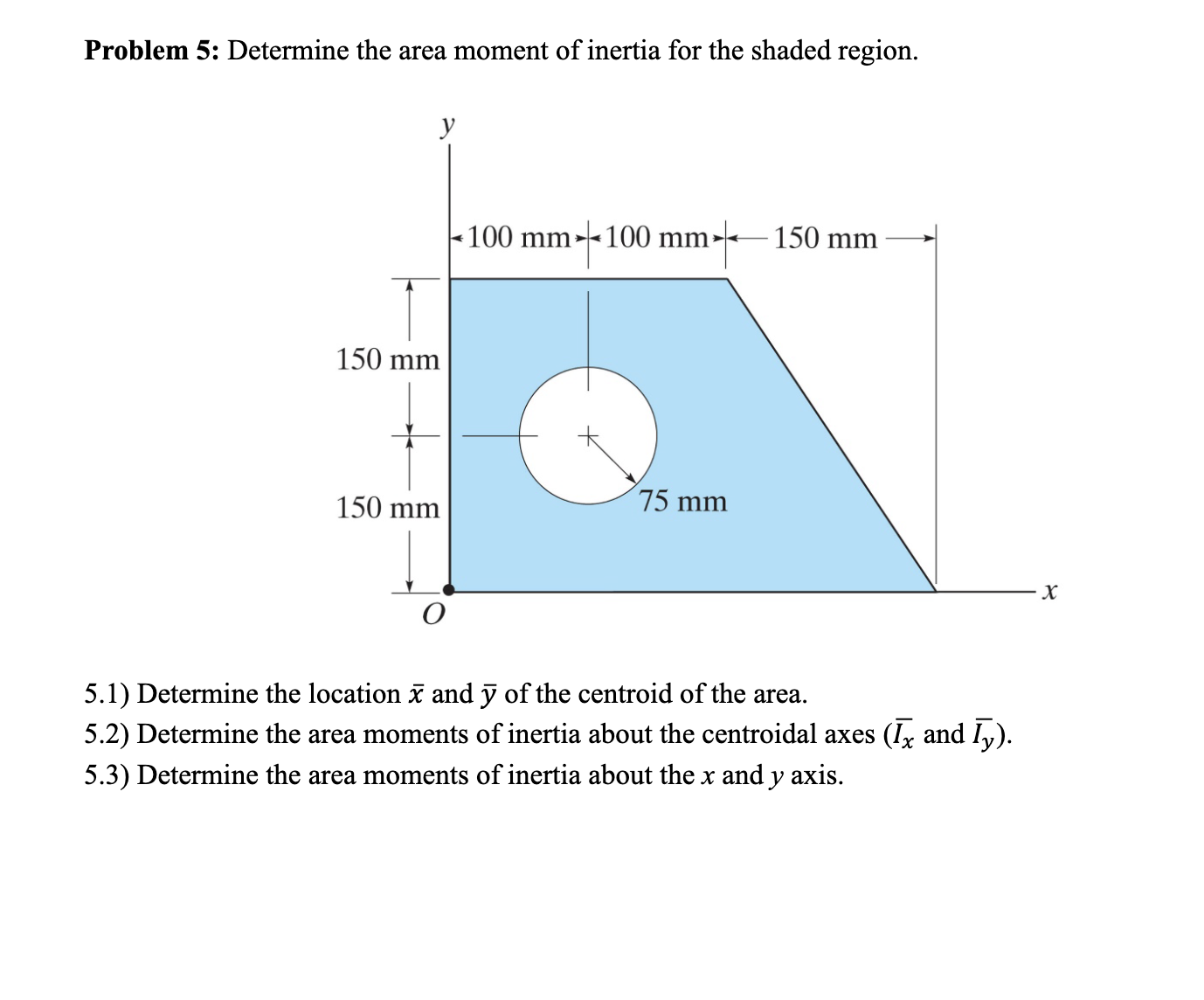 Solved Problem 5: Determine the area moment of inertia for | Chegg.com