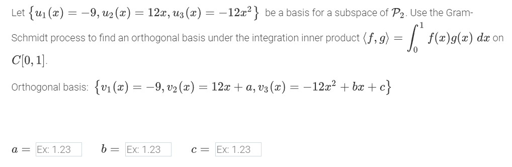 Solved Let {u1(x)=−9,u2(x)=12x,u3(x)=−12x2} be a basis for a | Chegg.com